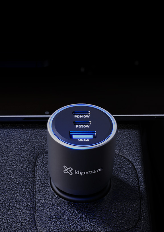 PowerCar 140 | 140W 3-port car charger with USB-C ® & USB-A ports - KCC-140 | Klipxtreme