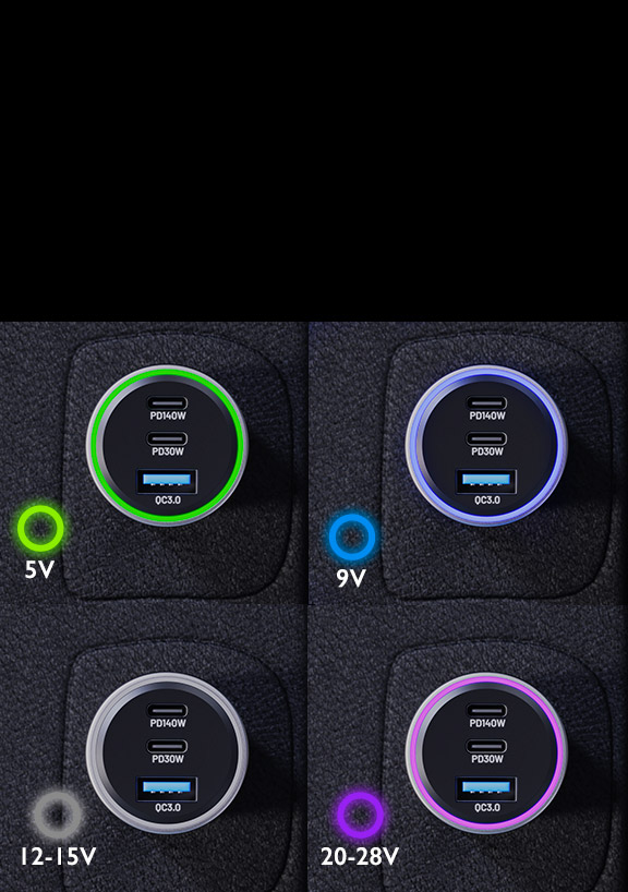 PowerCar 140 | 140W 3-port car charger with USB-C ® & USB-A ports - KCC-140 | Klipxtreme