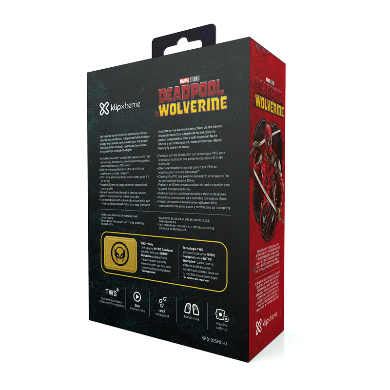 Nitro Deadpool & Wolverine | Parlante portátil compatible con Bluetooth® - KBS-025MD | Klipxtreme