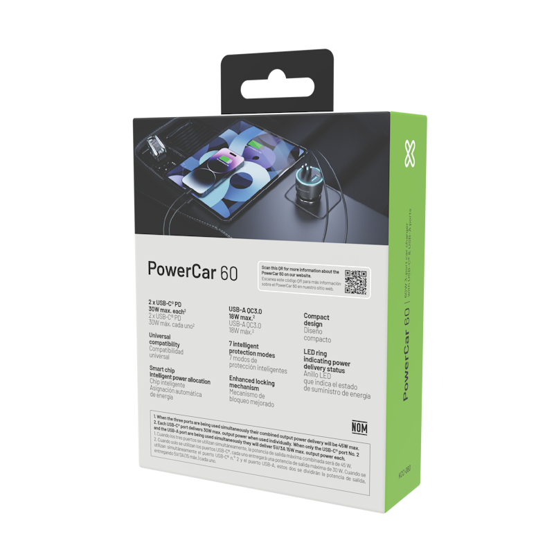 PowerCar 60 | Cargador de auto de 60W con puertos USB-C ® y USB-A - KCC ...