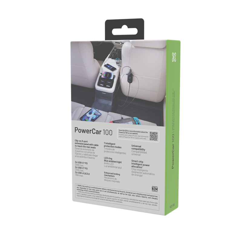 PowerCar 100 | 100W 6-port Car charger with USB-C ® & USB-A ports and extension panel - KCC-100 ...