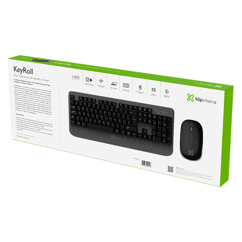 KeyRoll | Dúo inalámbrico de teclado y mouse - KCK-300S | Klipxtreme