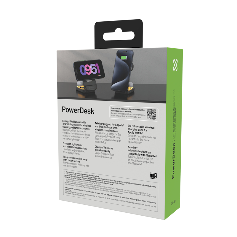 PowerDesk Lite | Soporte de carga inalámbrica plegable 3 en 1 - KDC-150 ...