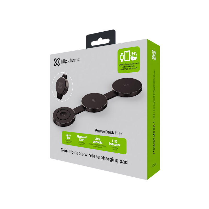 PowerDesk Flex | 3-in-1 foldable wireless charging pad compatible with ...