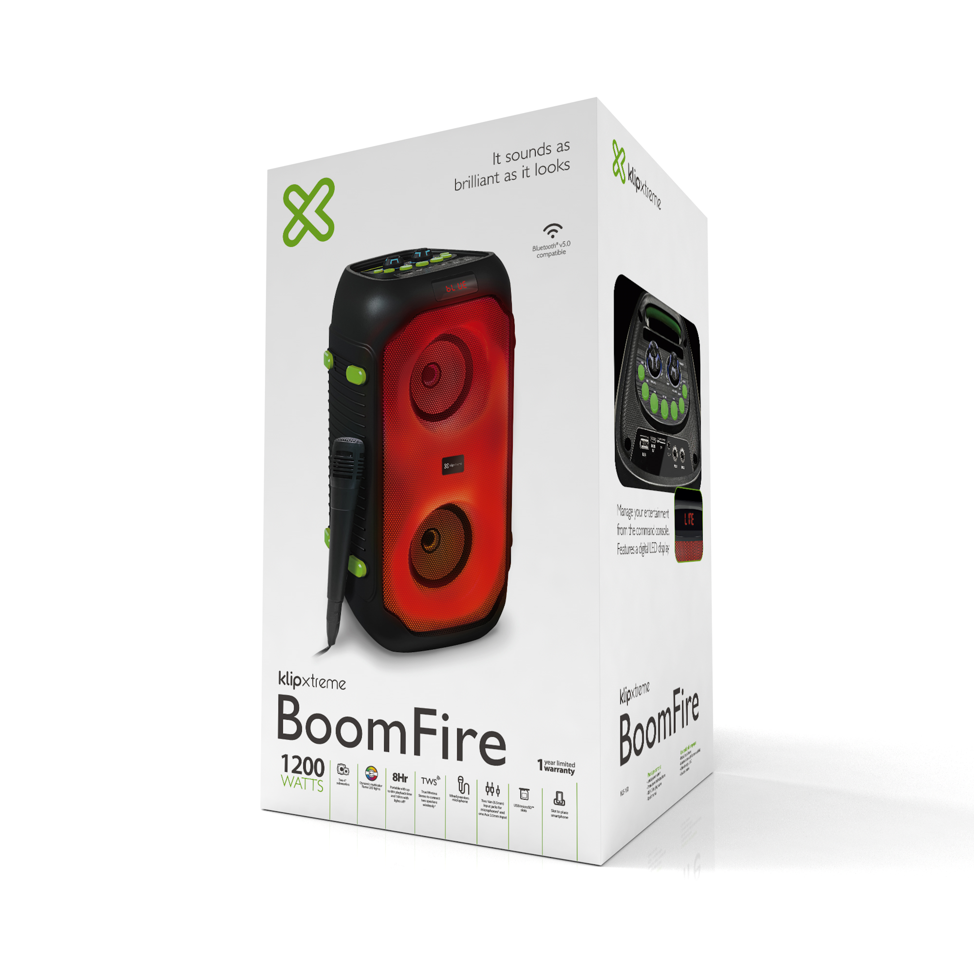 BoomFire | Loudspeaker system with FLAME LED light and compatible with ...