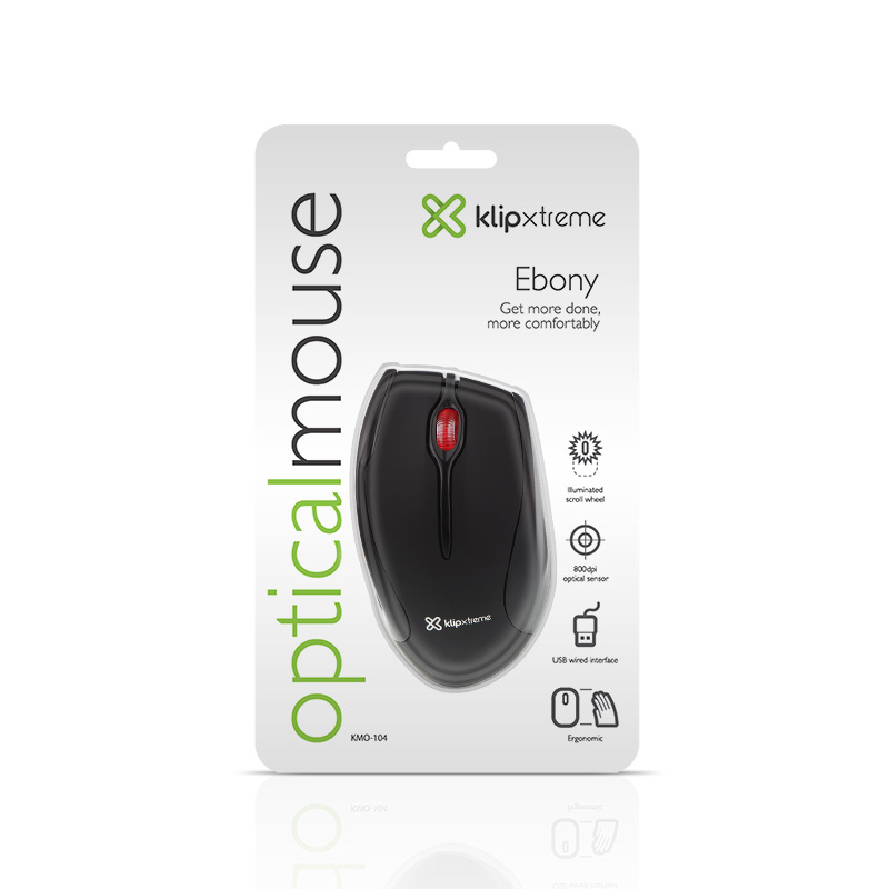 Ebony KMO-104 optical mouse with USB connection | Klipxtreme