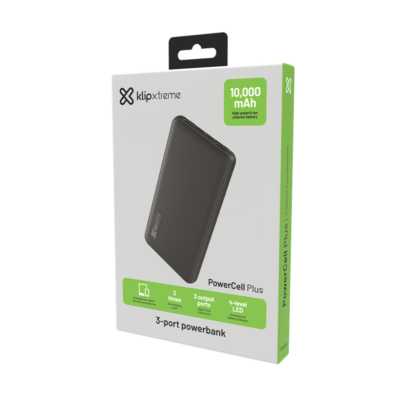 PowerCell Plus | Banco de energía de 10000mAh con 3 puertos - KPB-500 | Klipxtreme